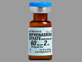 ORPHENADRINE 60 MG/2 ML VIAL | COLORLESS SAGENT PHARMACE 2502165102